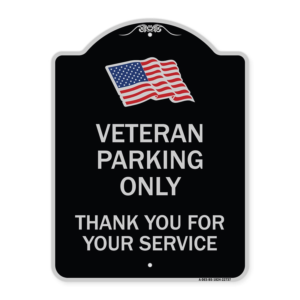 SignMission Designer Series Sign - Veteran Parking Only Thank You for ...