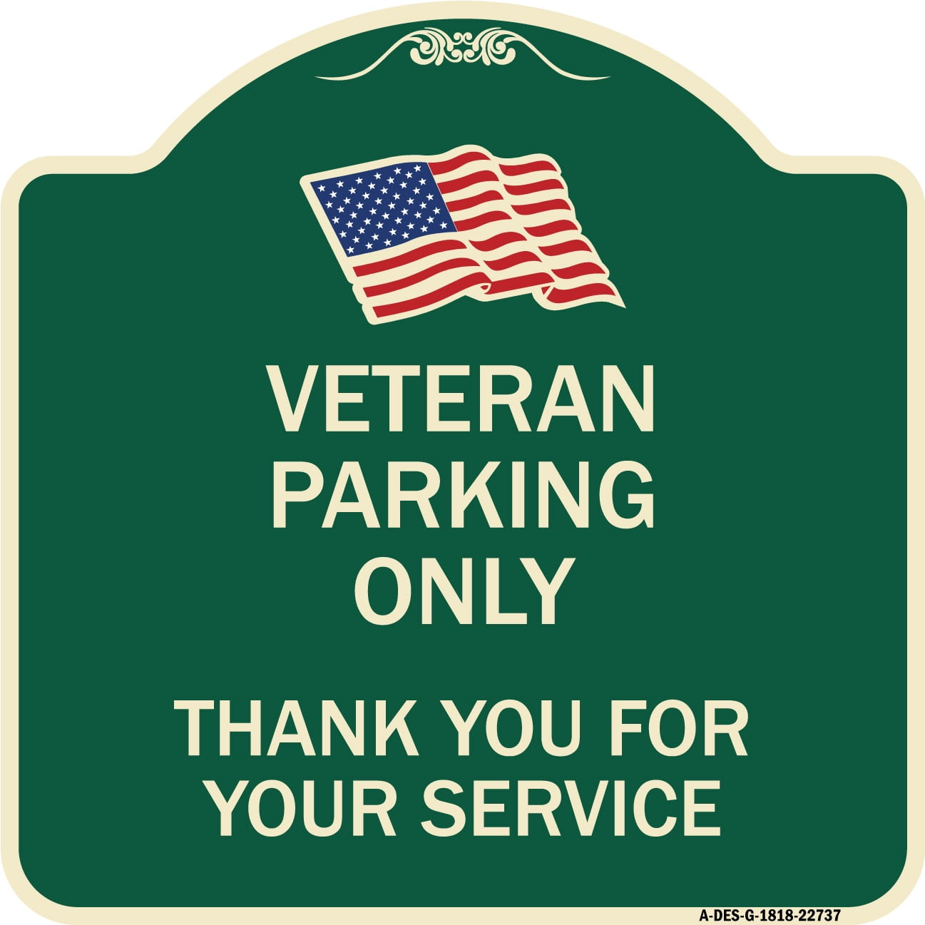 SignMission Designer Series Sign - Veteran Parking Only Thank You for ...
