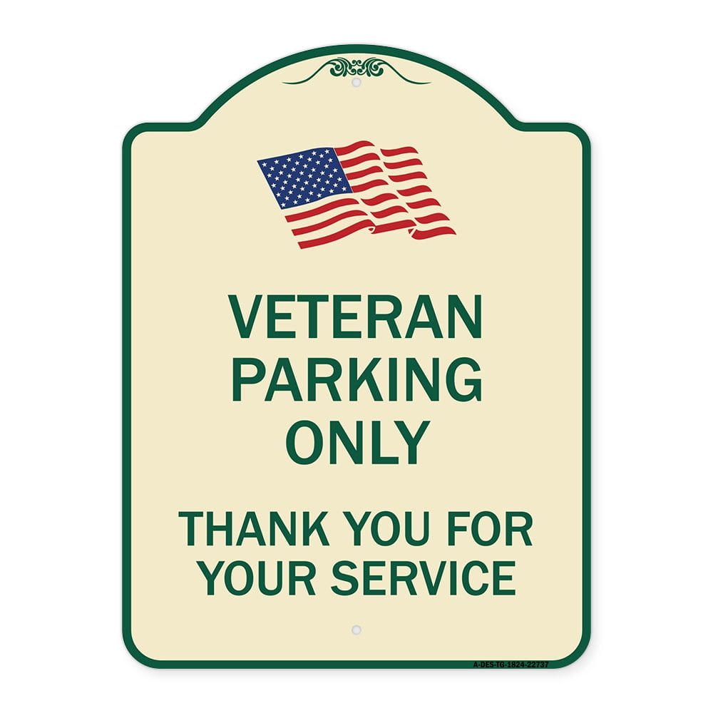 SignMission Designer Series Sign - Veteran Parking Only Thank You for ...