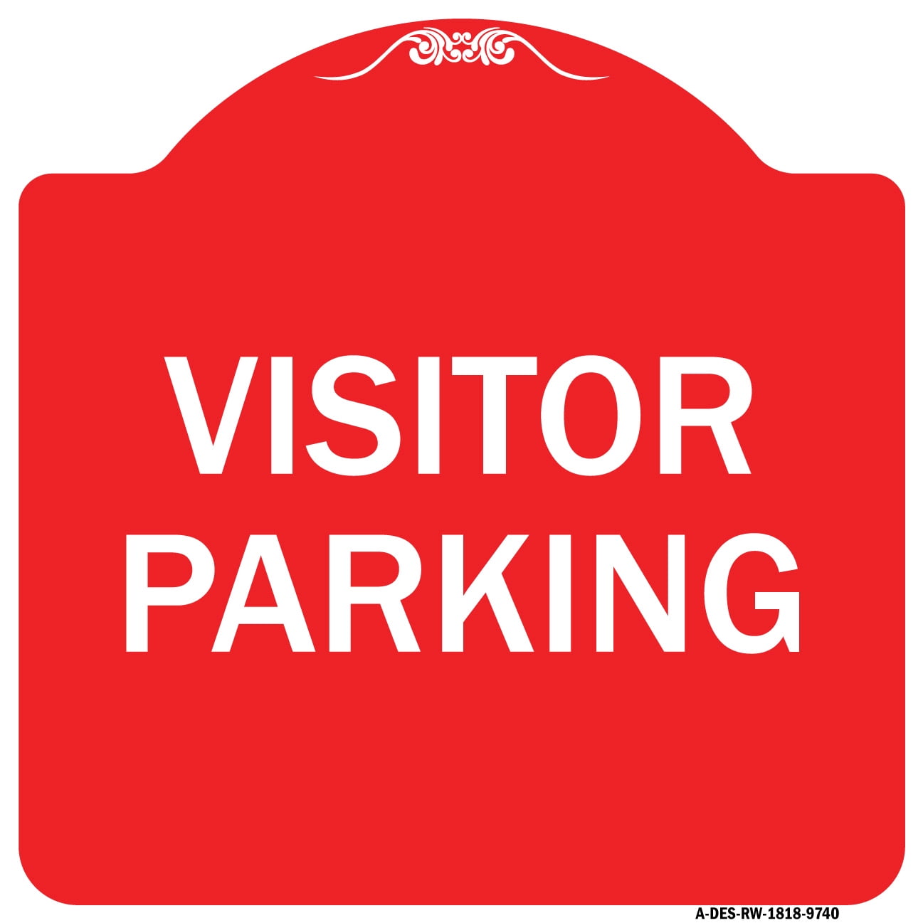 SignMission Designer Series Sign - Visitor Parking | Red & White 18" X ...