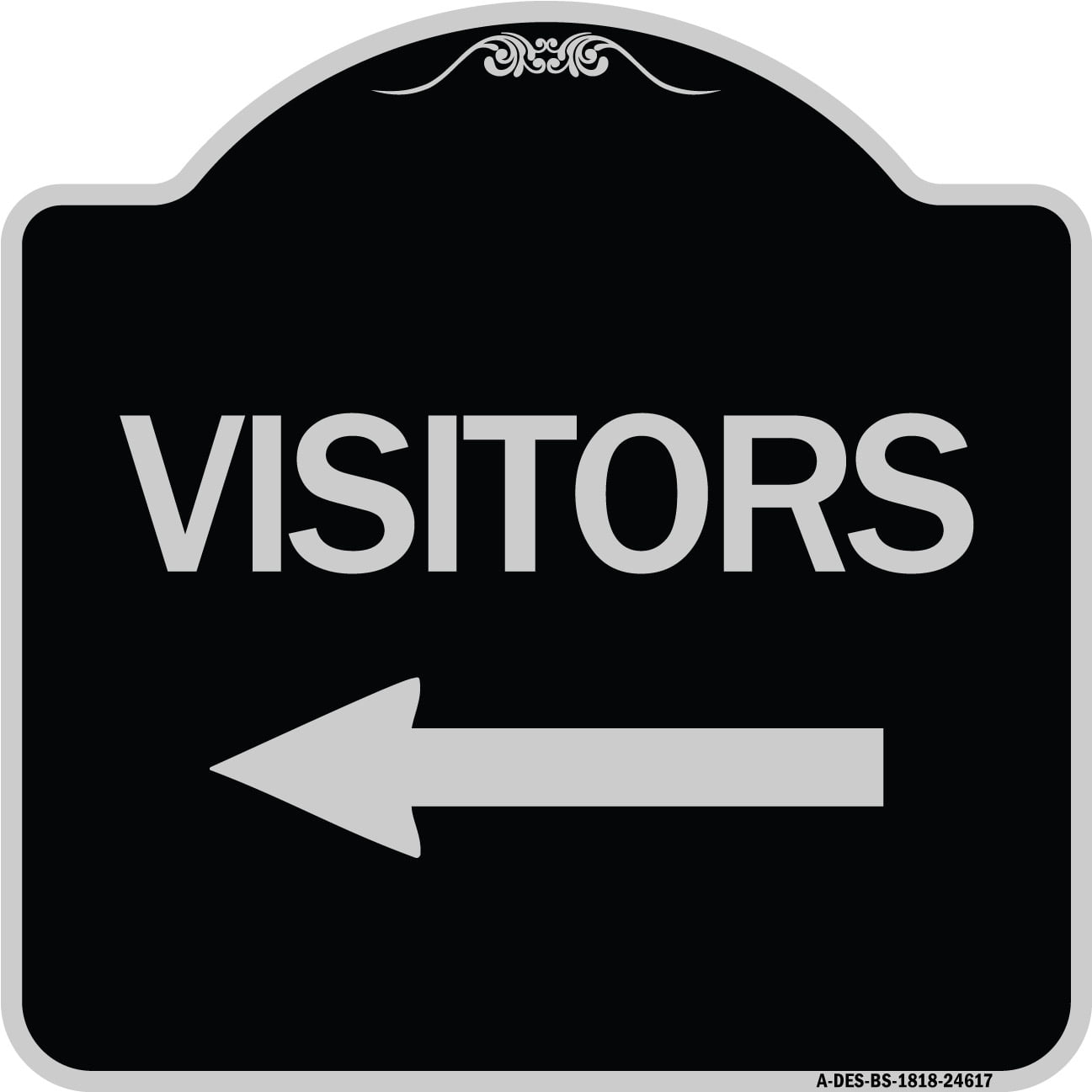 SignMission Designer Series Sign - Visitors with Left Arrow | Black ...
