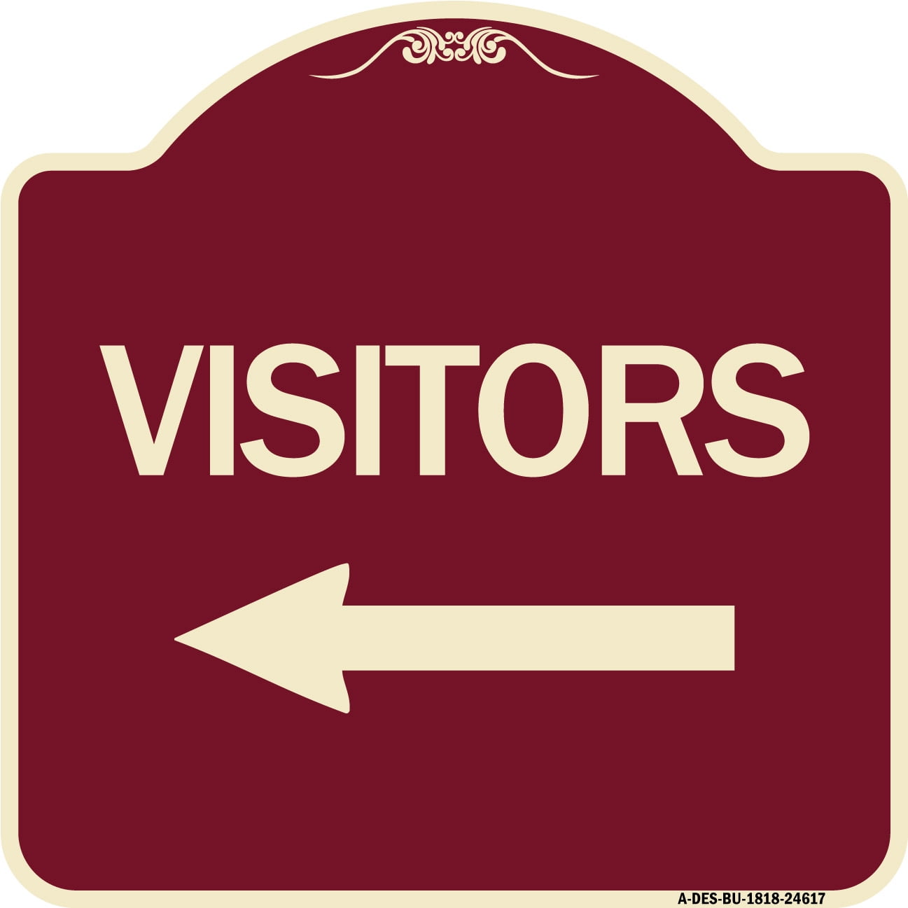 SignMission Designer Series Sign - Visitors with Left Arrow | Burgundy ...