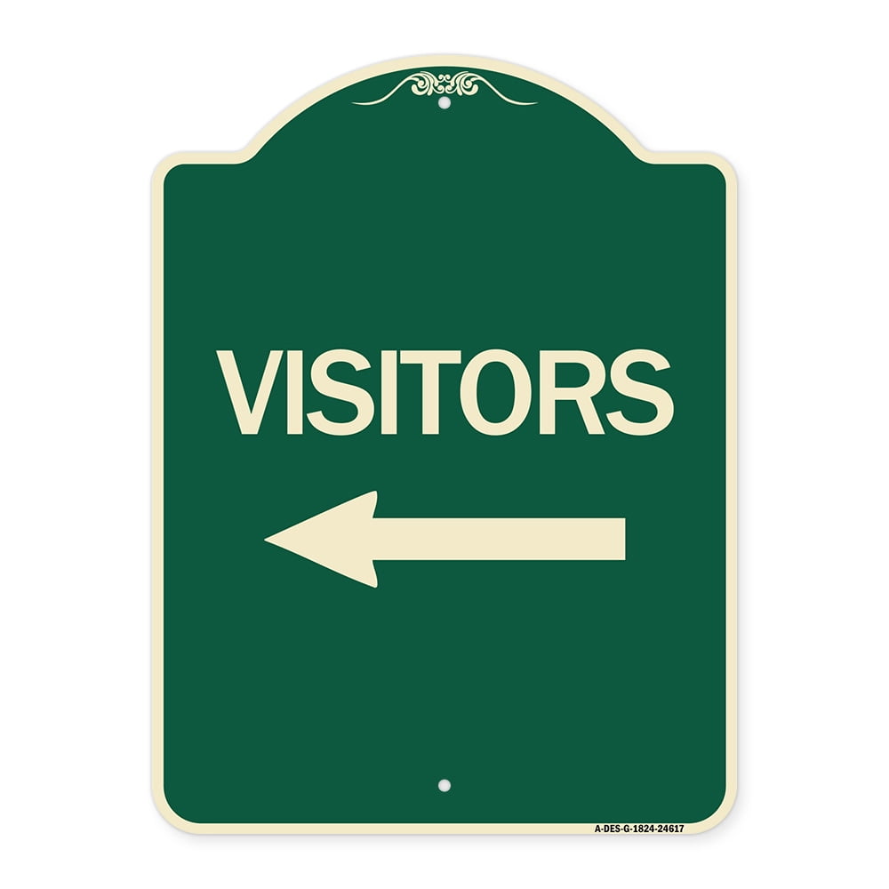 SignMission Designer Series Sign - Visitors with Left Arrow | Green ...