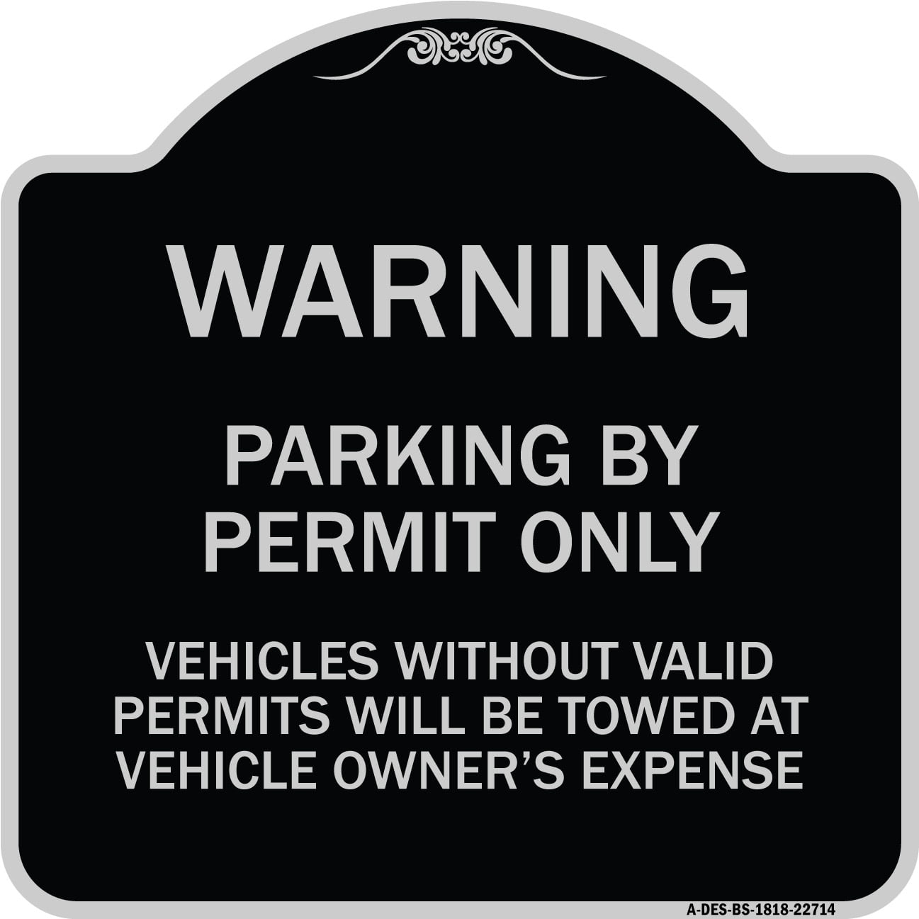 SignMission Designer Series Sign - Warning Parking by Permit Only ...