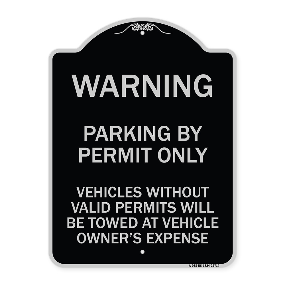 SignMission Designer Series Sign - Warning Parking by Permit Only ...