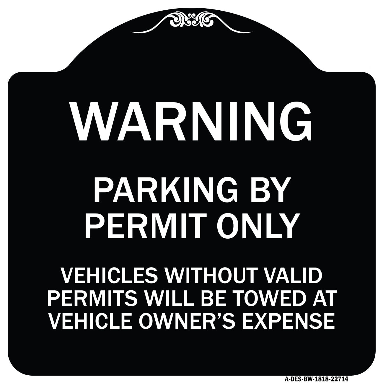 SignMission Designer Series Sign - Warning Parking by Permit Only ...