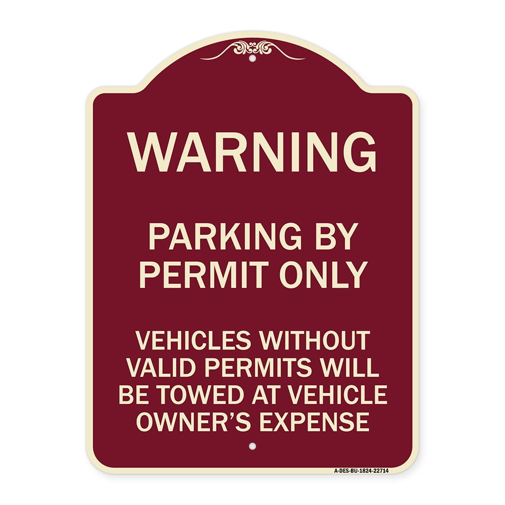 SignMission Designer Series Sign - Warning Parking by Permit Only ...