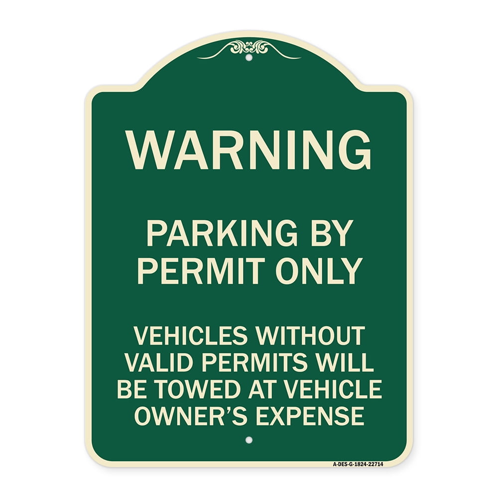 SignMission Designer Series Sign - Warning Parking by Permit Only ...