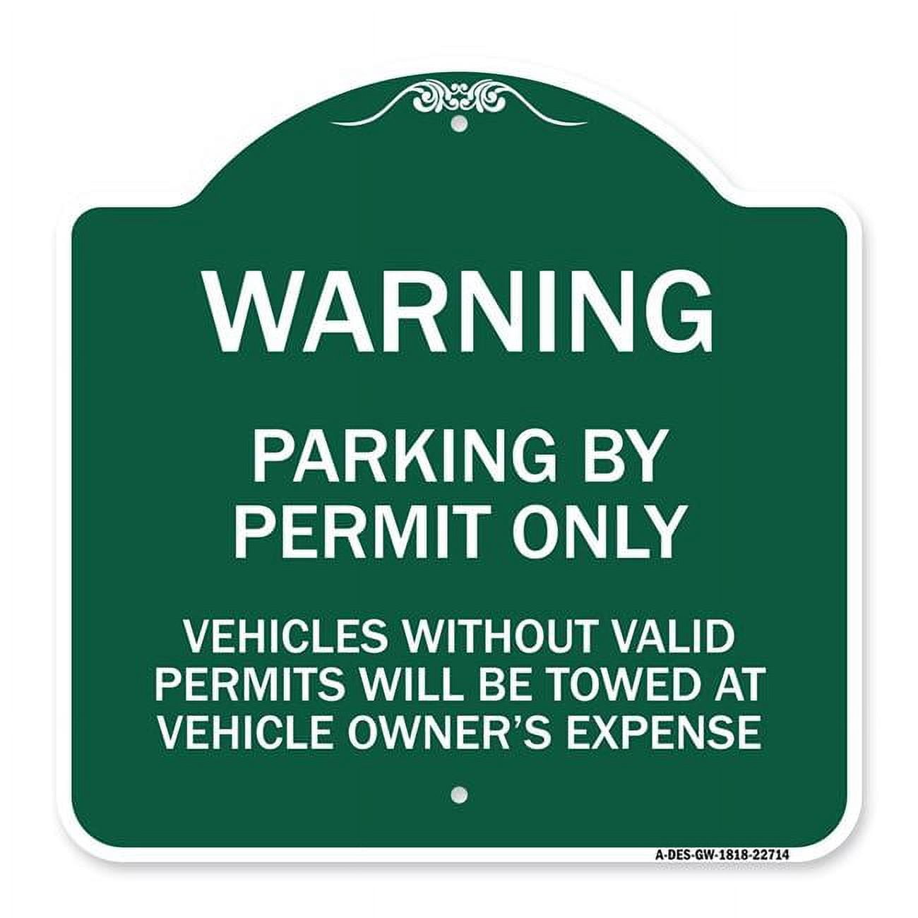 SignMission Designer Series Sign - Warning Parking by Permit Only ...