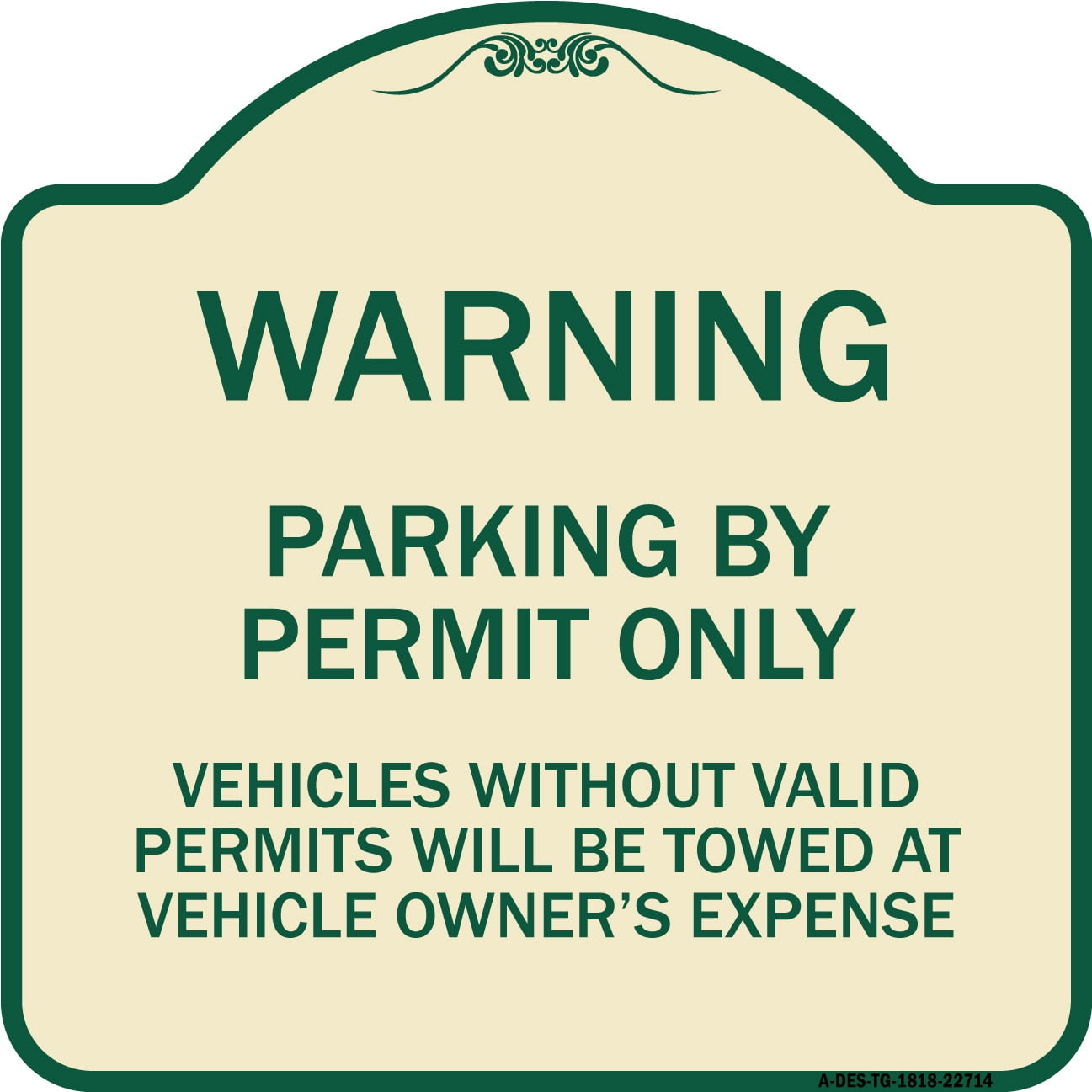 SignMission Designer Series Sign - Warning Parking by Permit Only ...