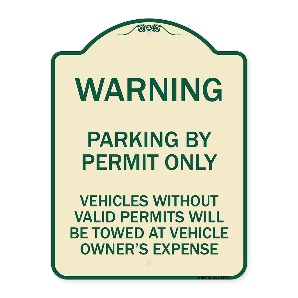 SignMission Designer Series Sign - Warning Parking by Permit Only ...