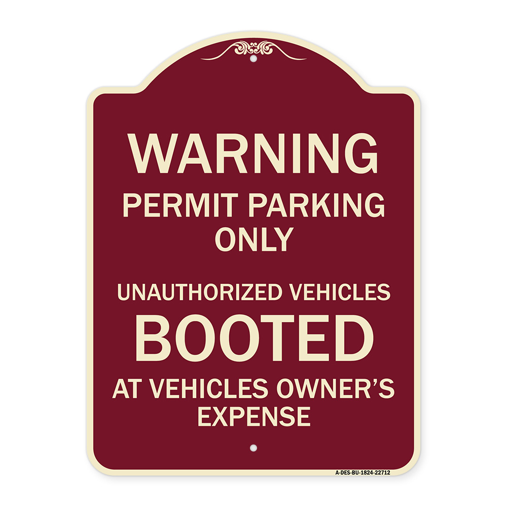 SignMission Designer Series Sign - Warning Permit Parking Only ...