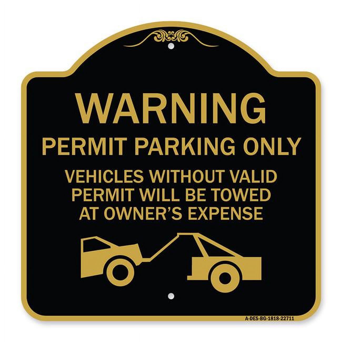 SignMission Designer Series Sign - Warning Permit Parking Only Vehicles ...