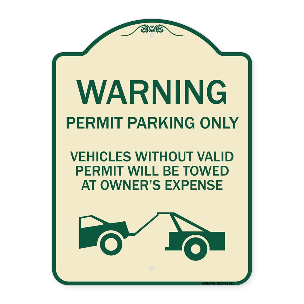 SignMission Designer Series Sign - Warning Permit Parking Only Vehicles ...