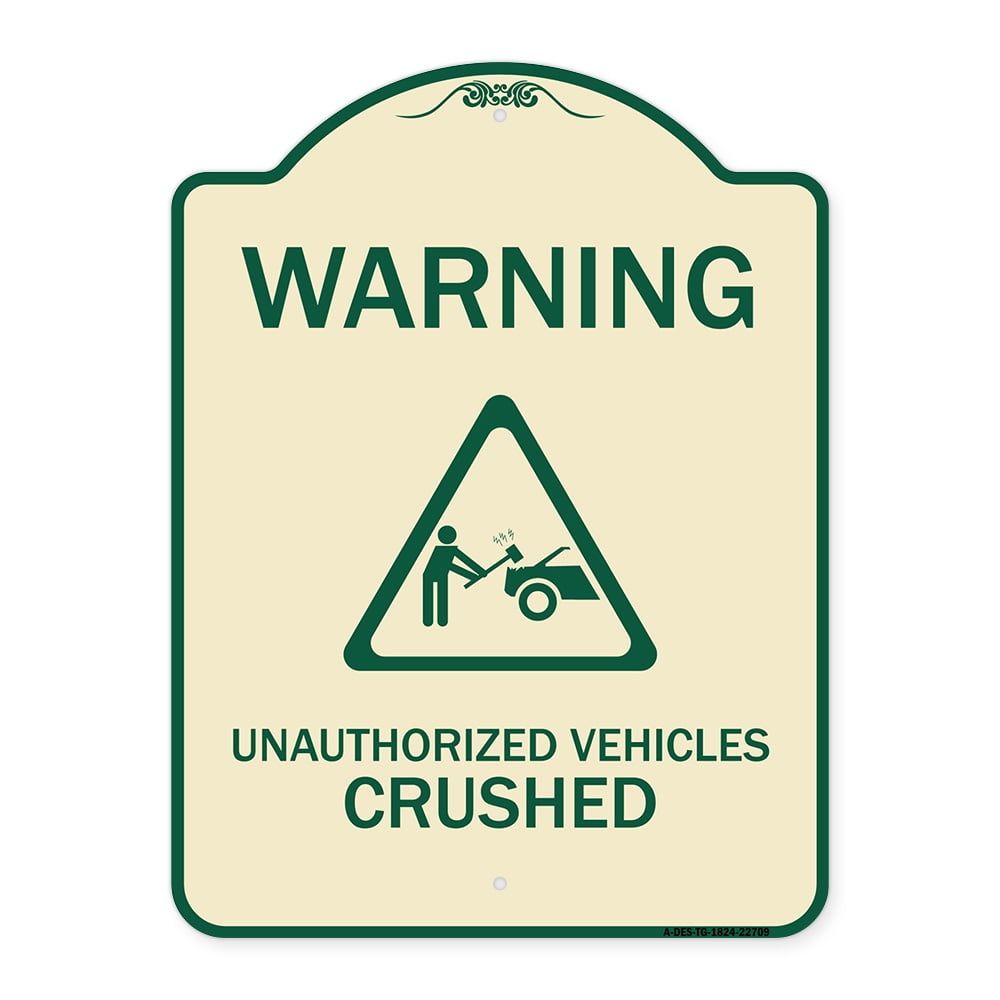 SignMission Designer Series Sign - Warning Unauthorized Vehicles ...