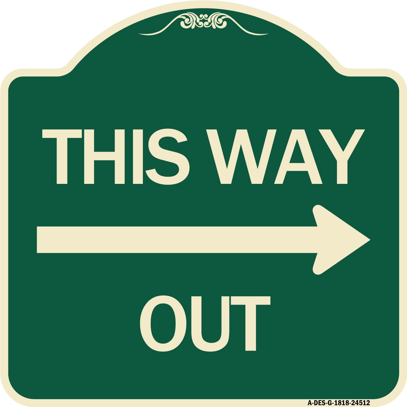 SignMission Designer Series Sign - This Way Out (Right Arrow) | Green ...