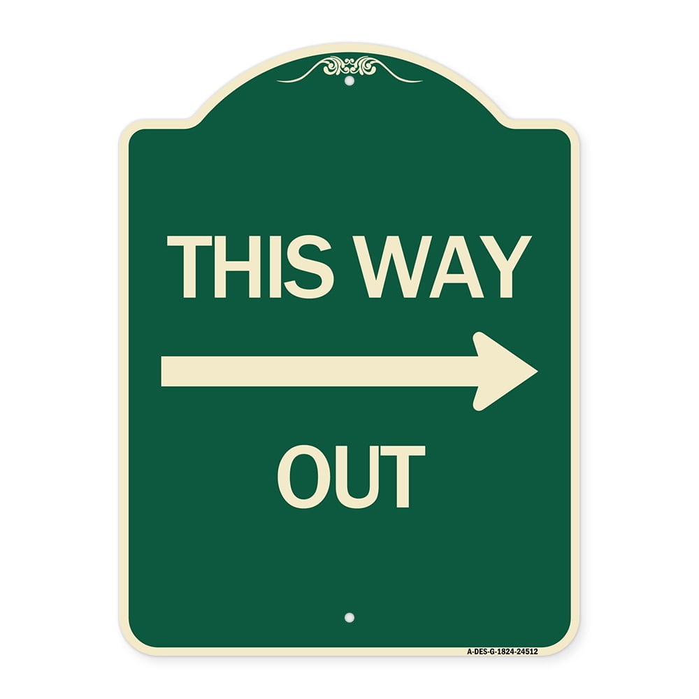 SignMission Designer Series Sign - This Way Out (Right Arrow) | Green ...