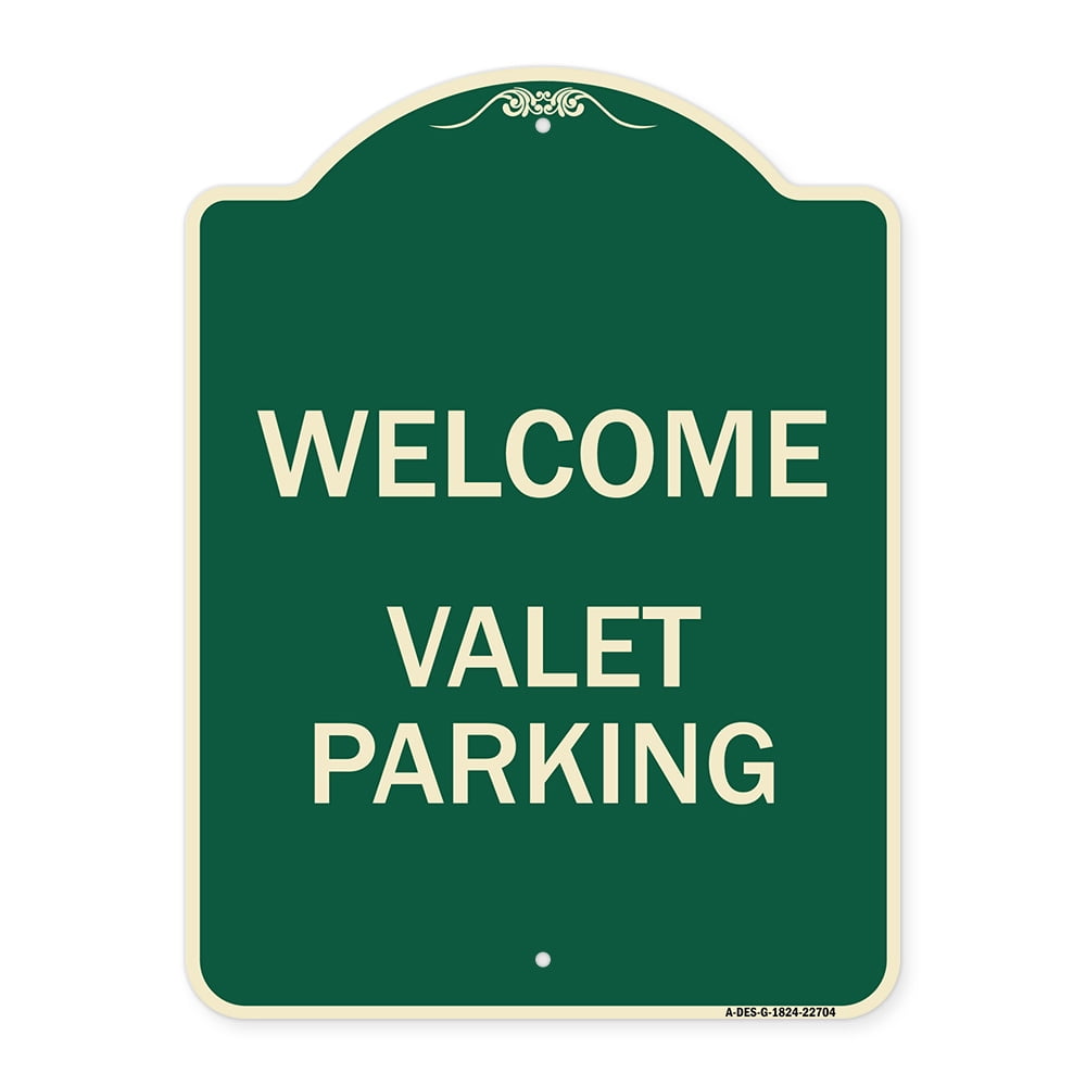 SignMission Designer Series Sign - Welcome Valet Parking | Green & Tan ...