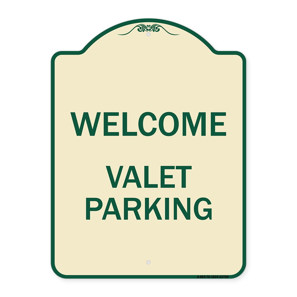 SignMission Designer Series Sign - Welcome Valet Parking | Tan & Green ...