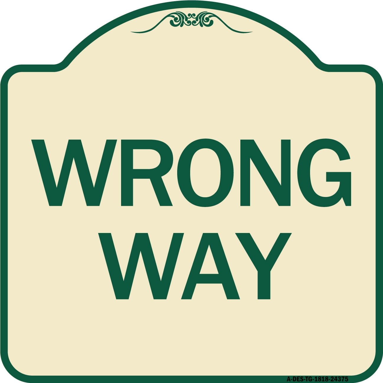 SignMission Designer Series Sign - Wrong Way | Tan & Green 18" X 18 ...