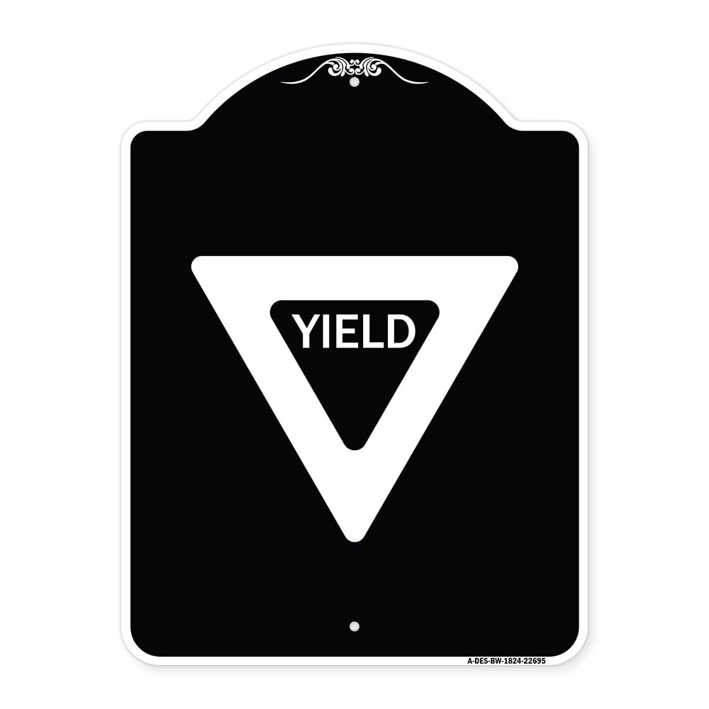 SignMission Designer Series Sign - Yield | Black & White 18" x 24 ...