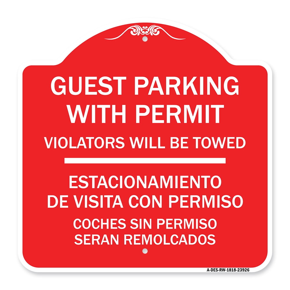 SignMission Designer Sign - Guest Parking with Permit Violators Will Be ...