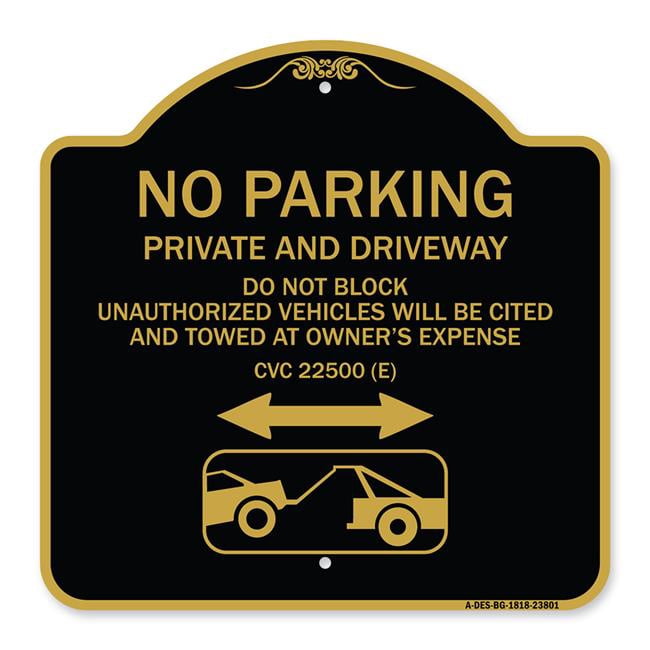 SignMission Designer Sign - No Parking - Private and Active Driveway Do ...