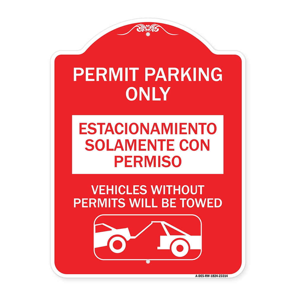 SignMission Designer Sign - Permit Parking Only - Estacionamiento ...