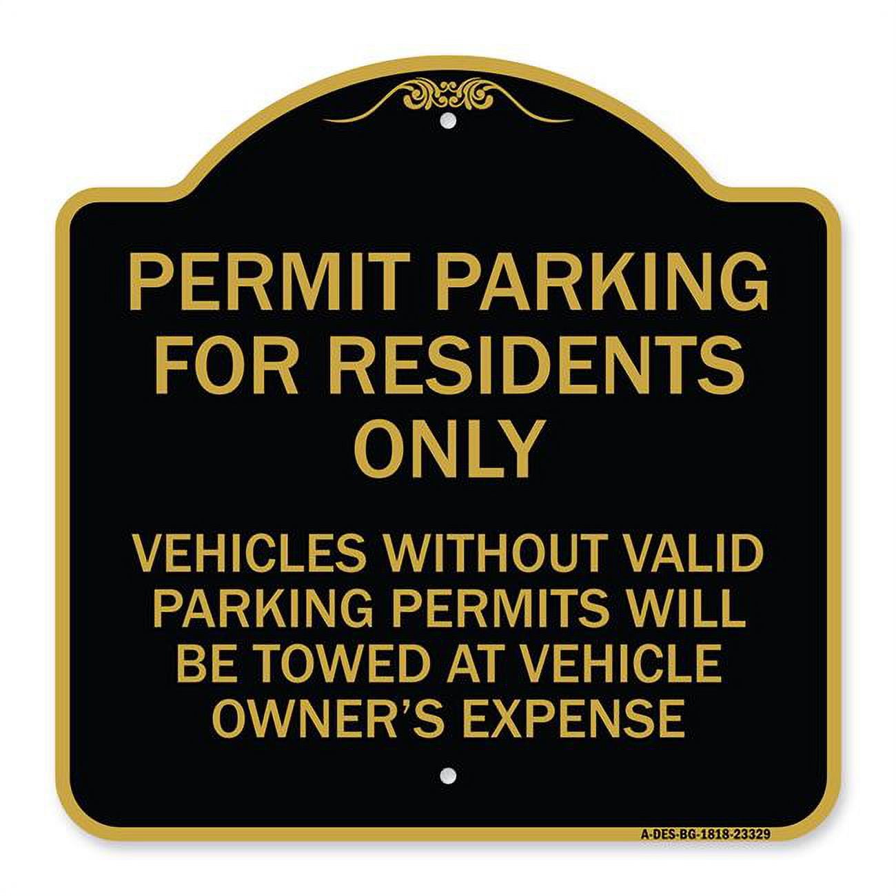 SignMission Designer Sign - Permit Parking for Residents Only Vehicles ...