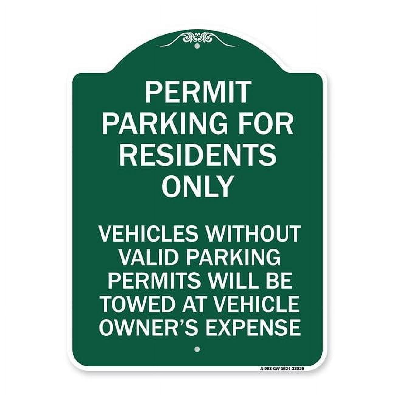 SignMission Designer Sign - Permit Parking for Residents Only Vehicles ...