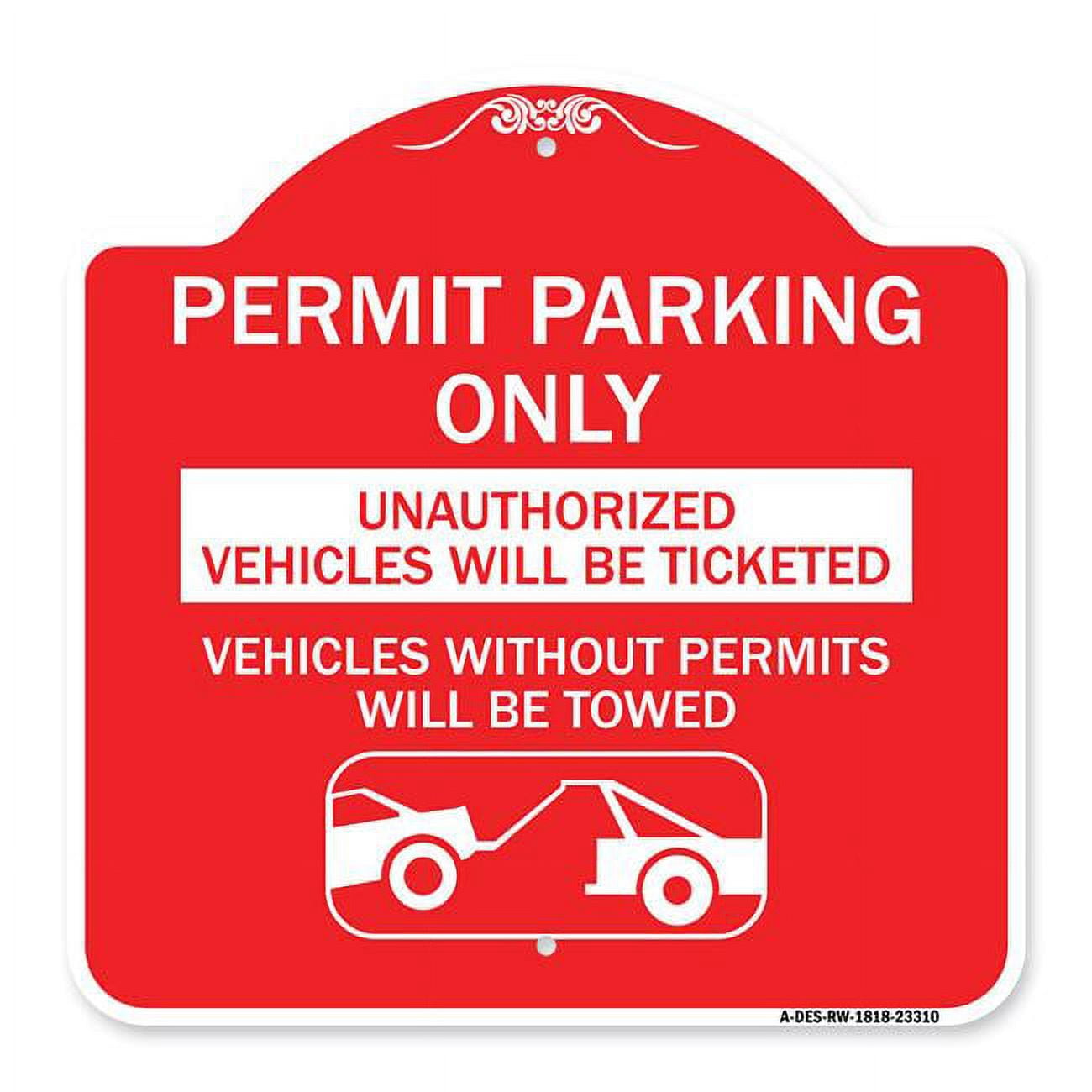 SignMission Designer Sign - Permit Parking Only Unauthorized Vehicles ...