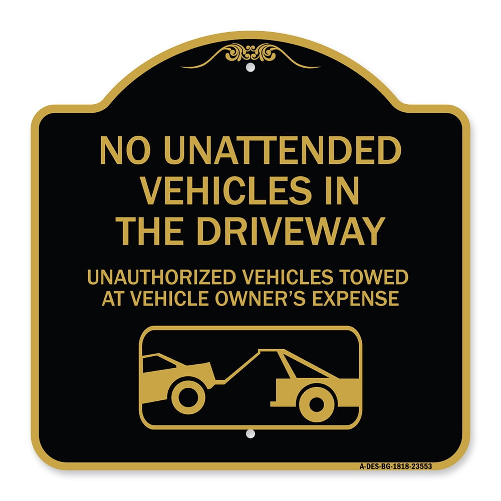 SignMission Designer Sign - No Unattended Vehicles in the Driveway ...