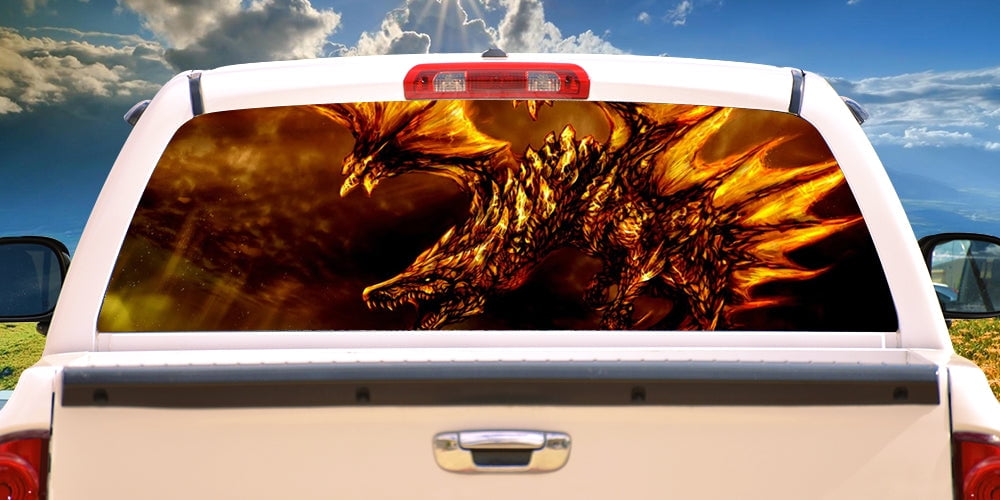 SignMission Golden Dragon Rear Window Graphic truck view thru vinyl ...