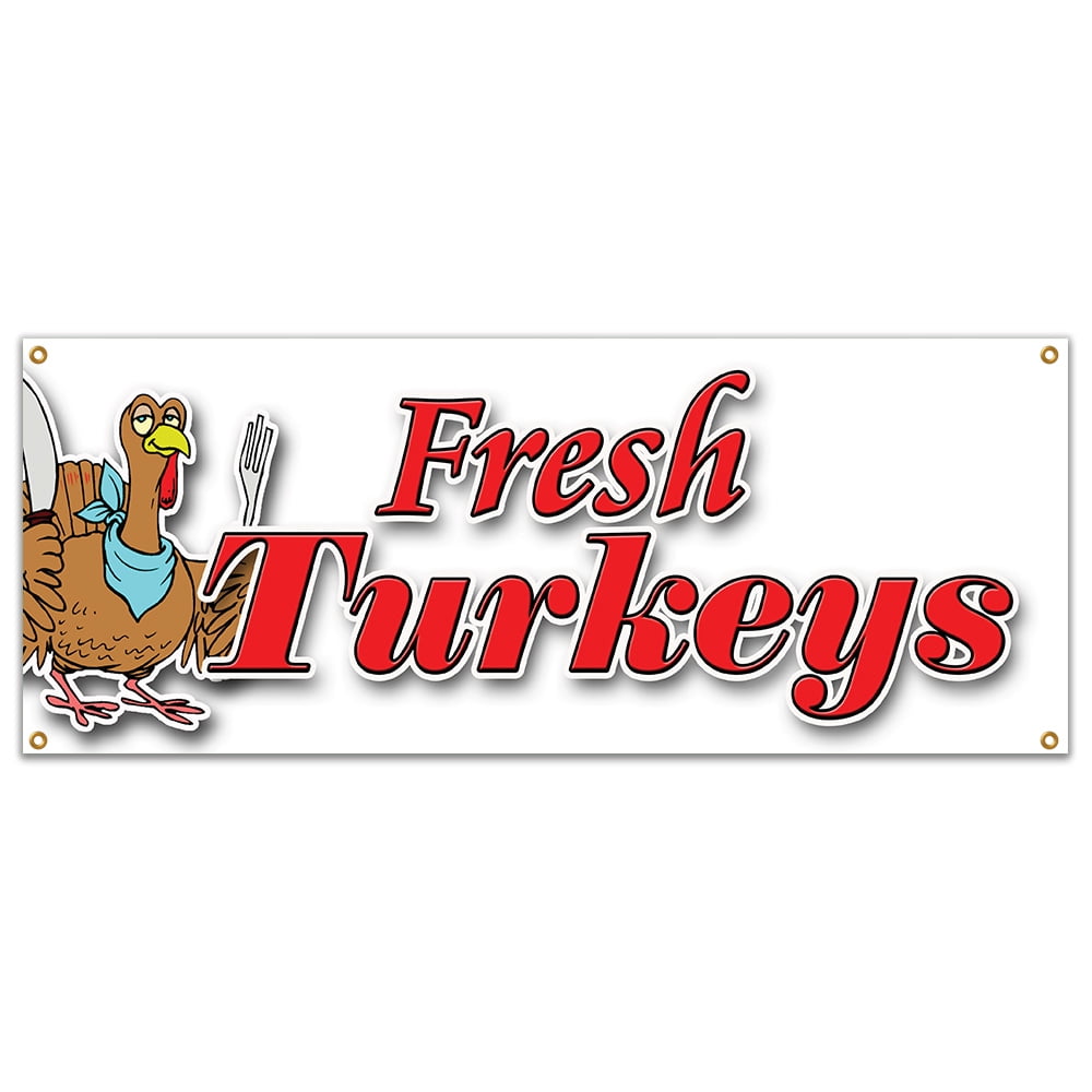 FRESH TURKEYS BANNER SIGN free range farm holiday plump organic no ...