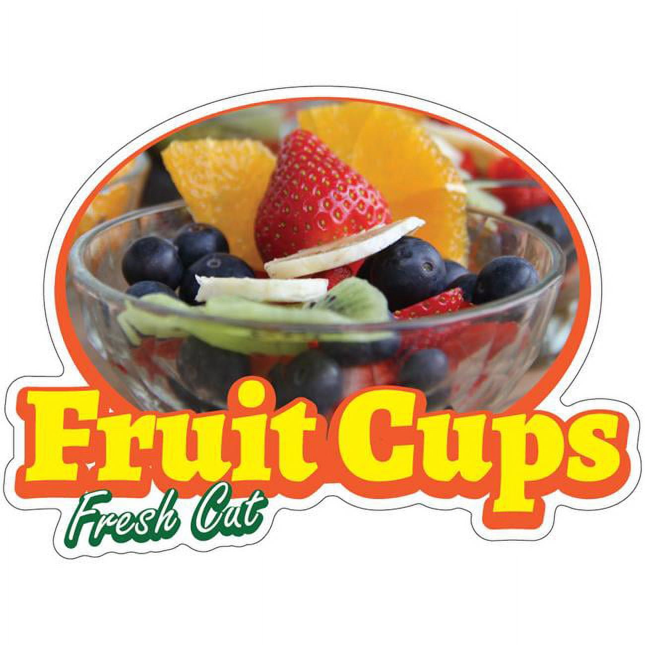 SignMission Fruit Cups 24 in. Decal Concession Stand Food Truck Sticker ...