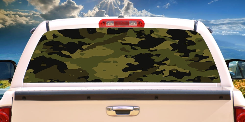 SignMission Green Camouflage Rear Window Graphic truck view thru vinyl ...