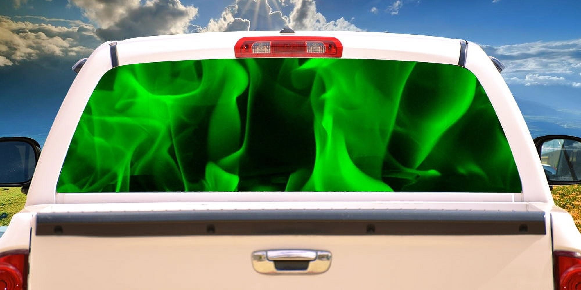SignMission Green Flames Rear Window Graphic Truck View Thru Vinyl Back ...