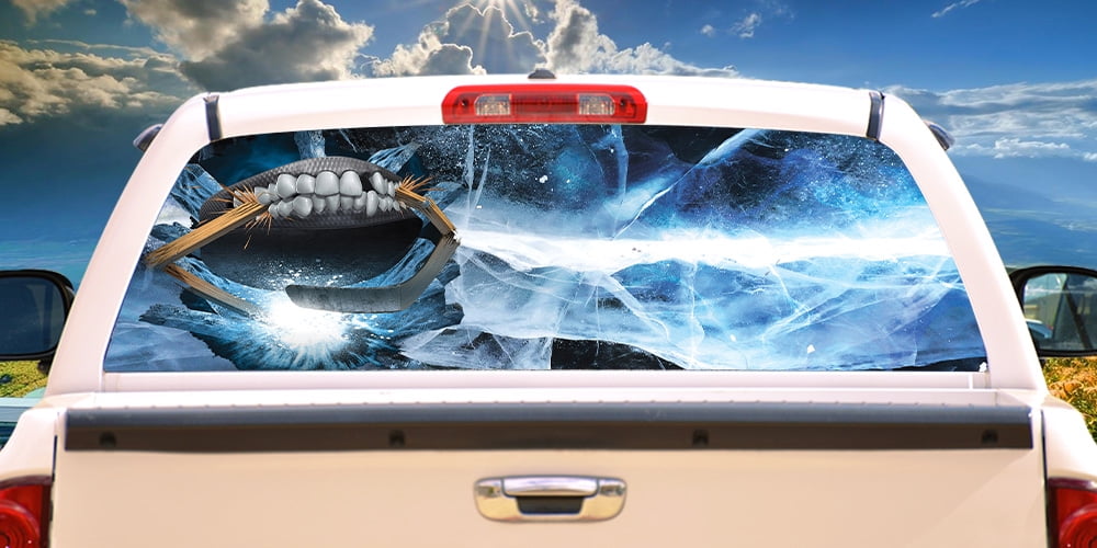 SignMission Hockey Monster Rear Window Graphic truck view thru vinyl ...