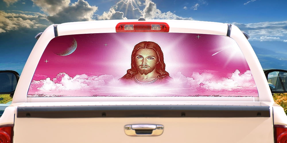 SignMission Jesus Rear Window Graphic truck view thru vinyl decal HD ...
