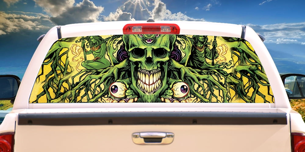 SignMission Marijuana Skull Rear Window Graphic truck view thru vinyl ...