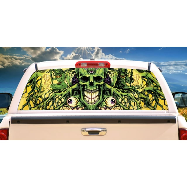 SignMission Marijuana Skull Rear Window Graphic truck view thru vinyl ...
