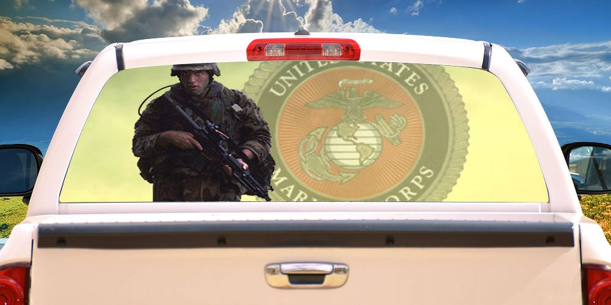SignMission Marines Rear Window Graphic Marine View Thru Vinyl Truck ...