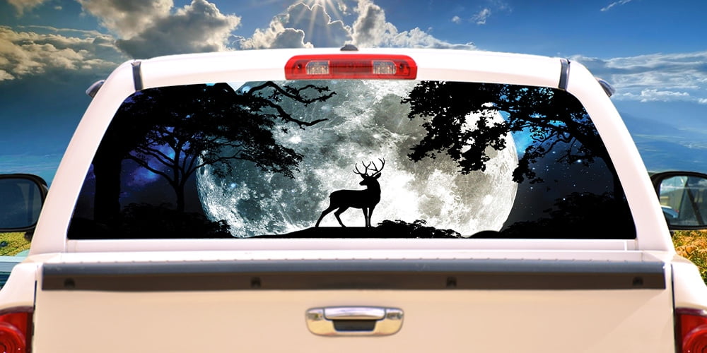 SignMission Moonlight Deer Rear Window Graphic truck view thru vinyl ...