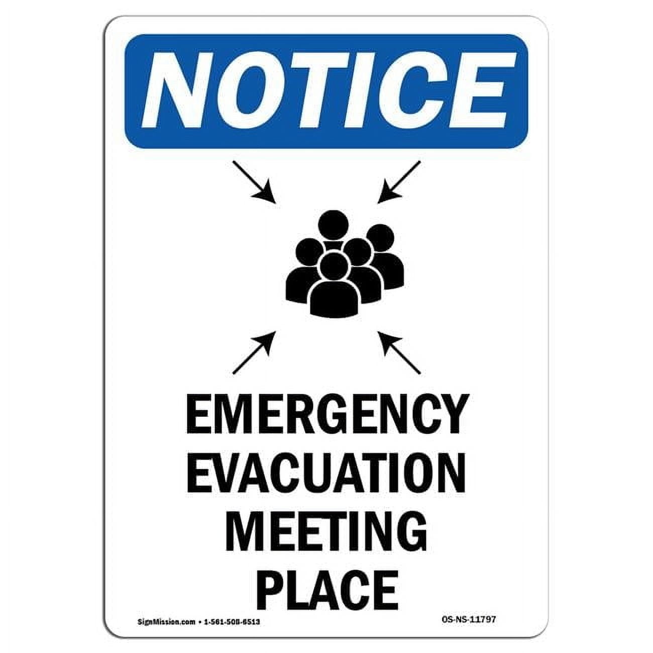 SignMission Notice Emergency Evacuation OSHA Plastic Sign - Walmart.com