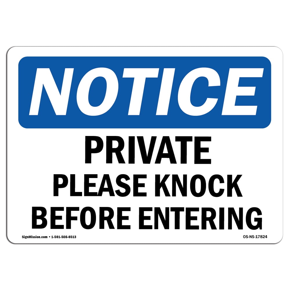 SignMission Notice Private Please Knock Before Entering OSHA Decal Sign ...