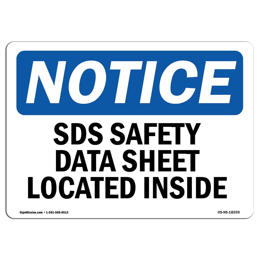 OSHA Notice Sign - SDS Safety Data Sheet Located Inside | Decal ...