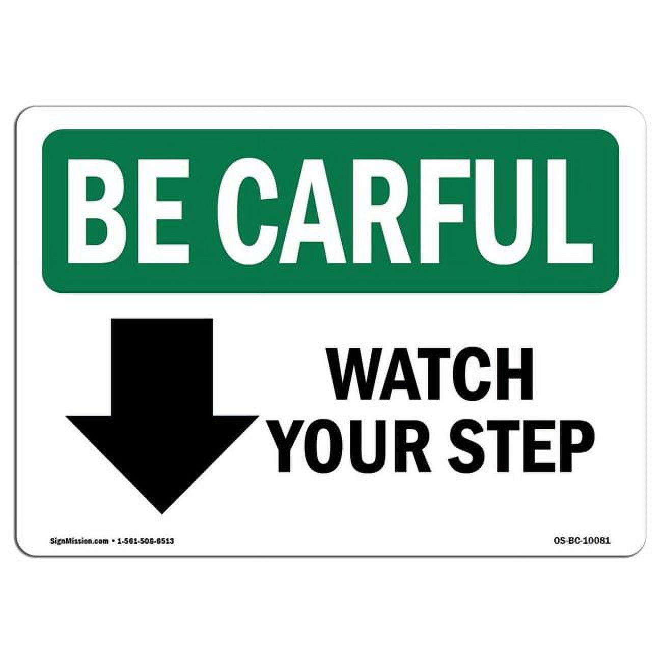 SignMission 10 x 14 in. OSHA Be Careful Sign - Watch Your Step Down ...