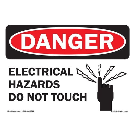 SignMission OS-CL-D-57-L-19986 OSHA Danger Sign - Electrical Hazards Do ...