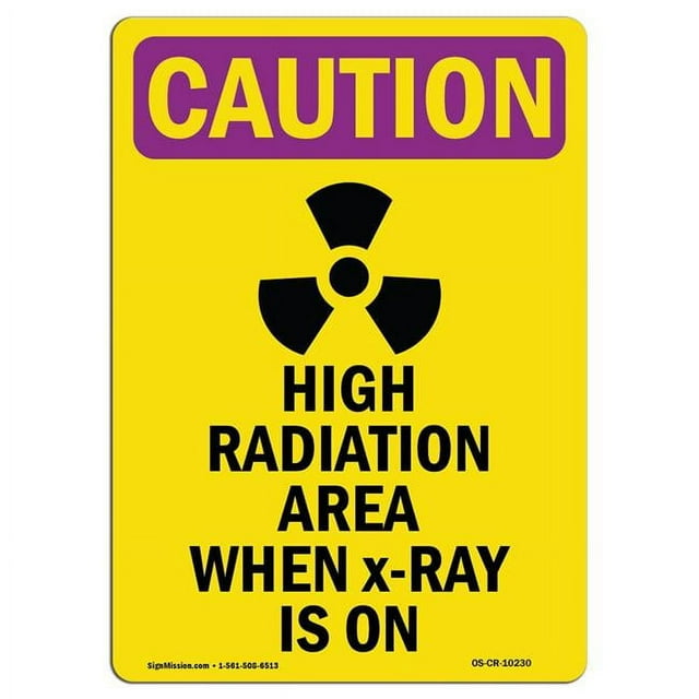 SignMission 10 x 14 in. OSHA Caution Radiation Sign - High Radiation ...