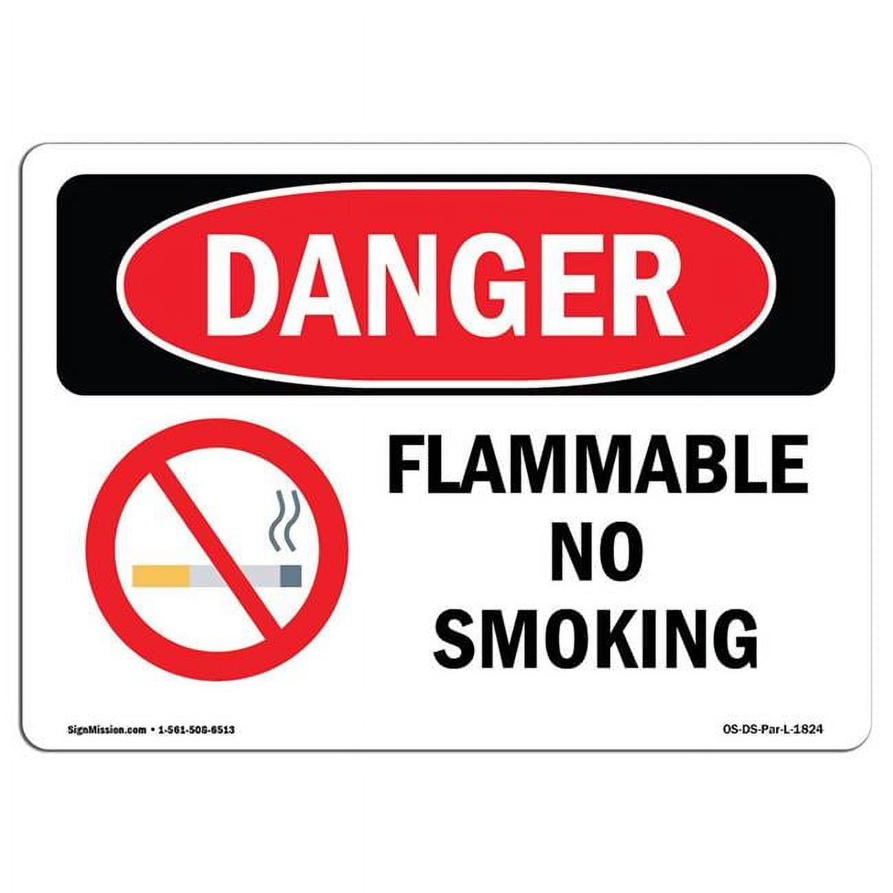 SignMission 10 x 14 in. OSHA Danger Sign - Flammable No Smoking ...